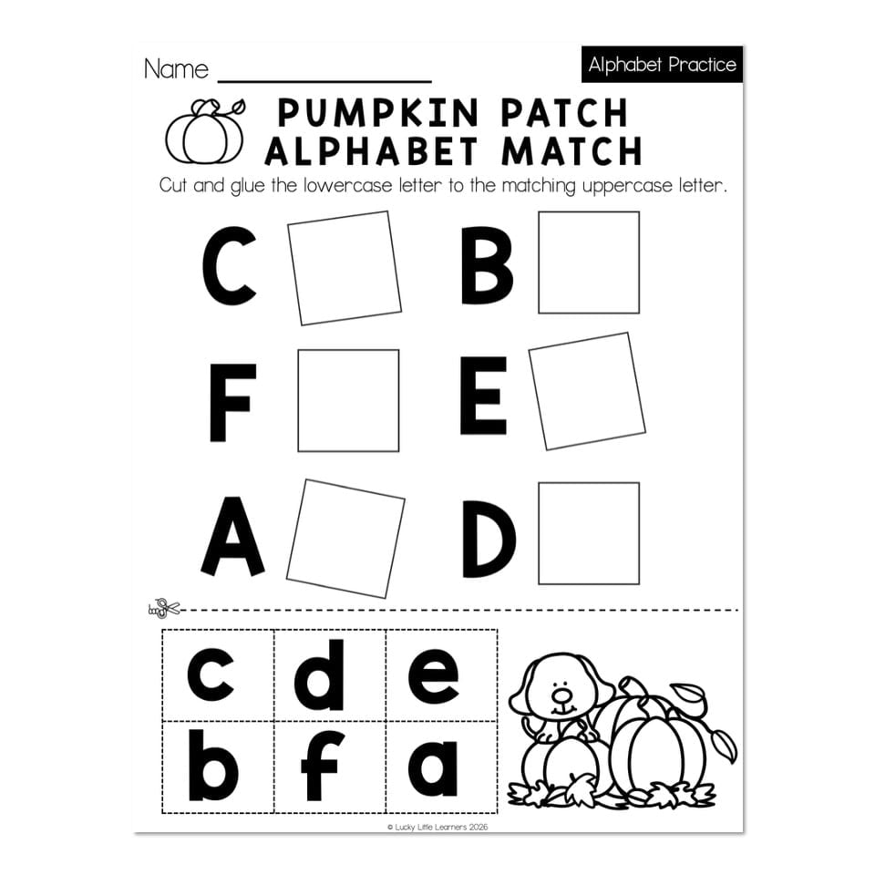 Kindergarten Monthly Worksheets - October Alphabet - Pumpkin Patch ...