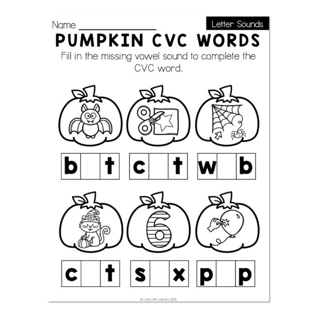 Kindergarten Monthly Worksheets - October Word Reading - Letter Sounds ...