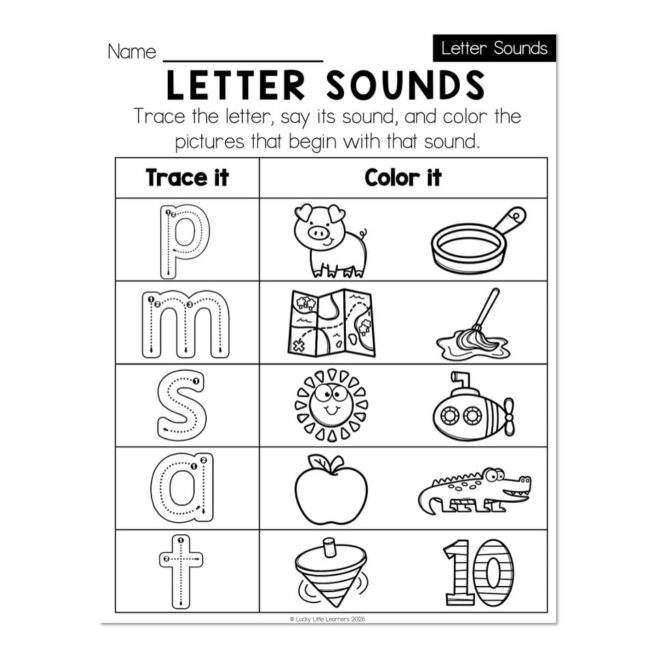 Kindergarten Monthly Worksheets - September Letter Sounds - Letter ...