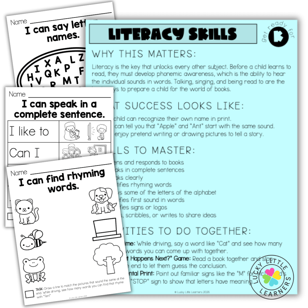Get Ready for Kindergarten Pack - Lucky Little Learners