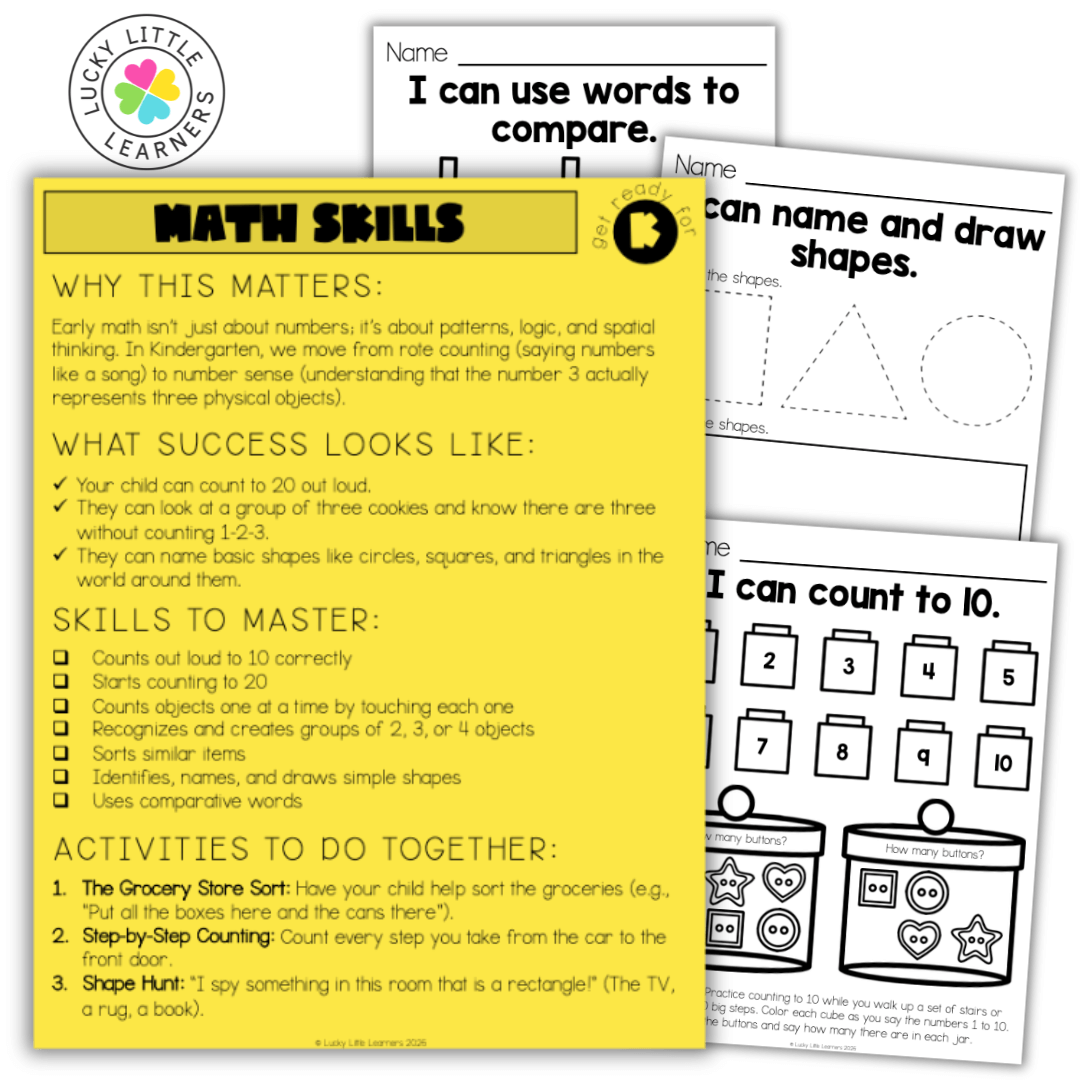 Get Ready for Kindergarten Pack - Lucky Little Learners