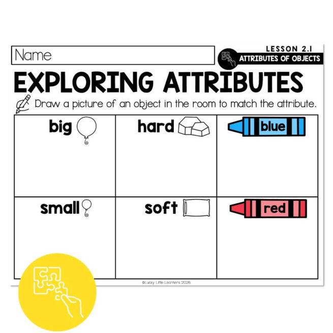 Lucky to Learn Math - Kindergarten - Lesson 2.1 - Attributes of Objects ...