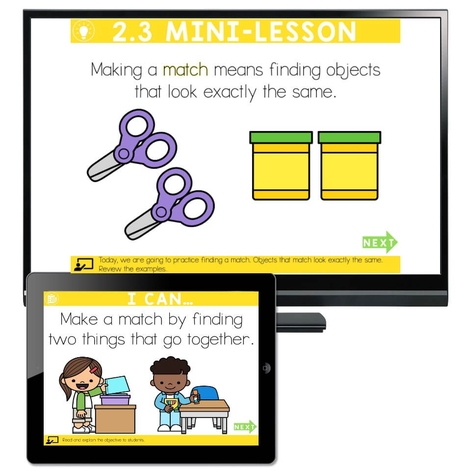 Lucky to Learn Math - Kindergarten - Lesson 2.3 - Making a Match ...