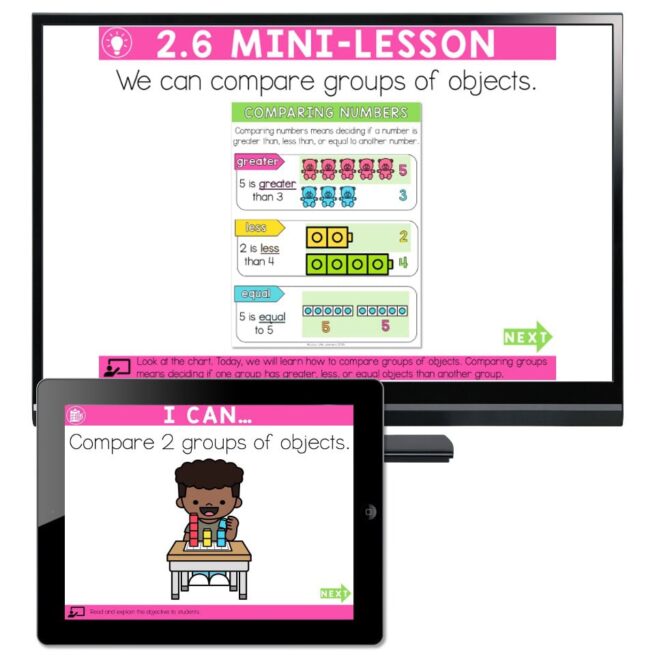 Lucky to Learn Math - Kindergarten - Lesson 2.6 - Comparing Groups of ...