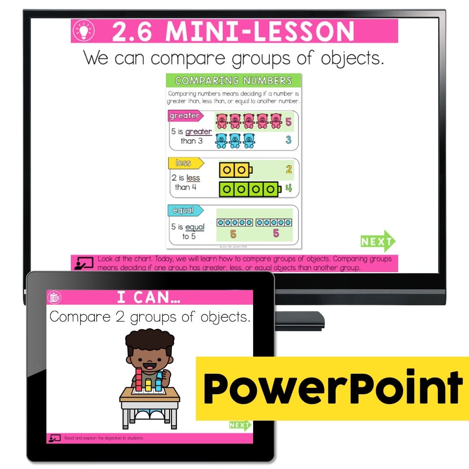 Lucky to Learn Math - Kindergarten - Lesson 2.6 - Comparing Groups of ...