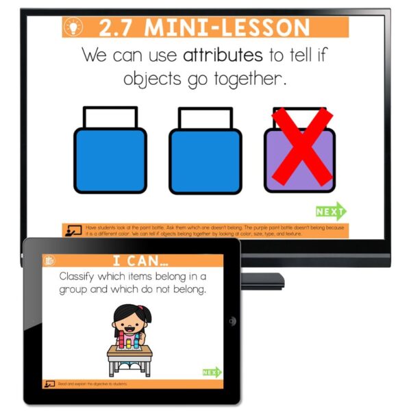 Lucky to Learn Math - Kindergarten - Lesson 2.7 - Classifying Objects ...