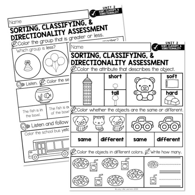 Lucky to Learn Math - Kindergarten - Unit 2 - Sorting, Classifying, and ...