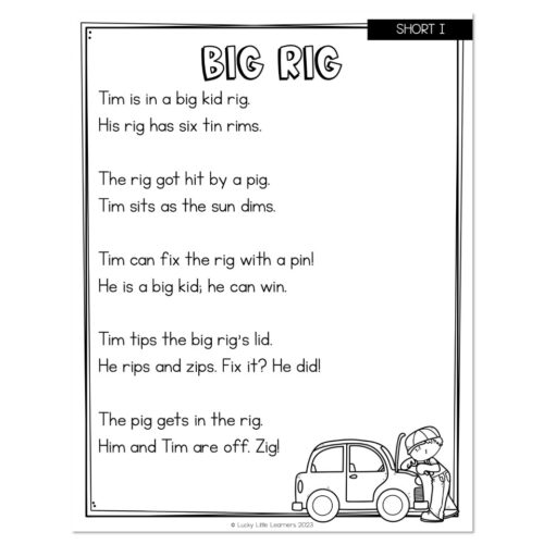 Lucky to Learn Phonics - Short I - 1st Grade Phonics Poem - Big Rig ...