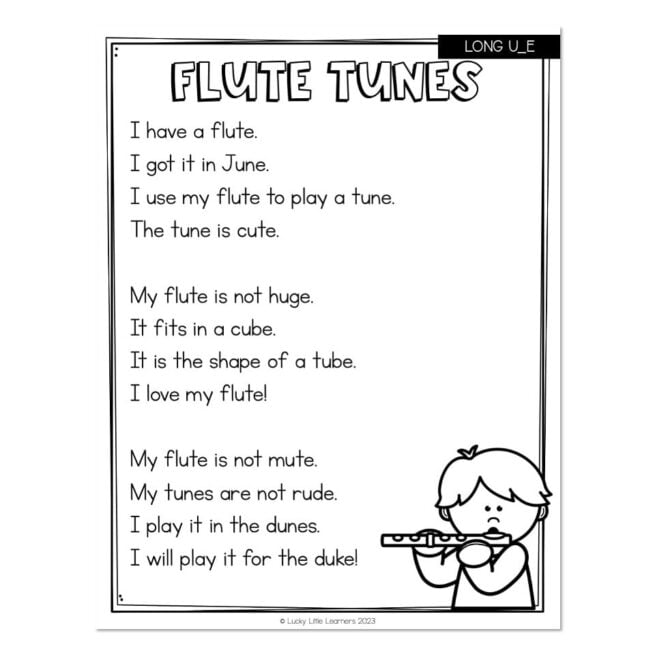Lucky to Learn Phonics - Silent E - Long U - 1st Grade Phonics Poem ...