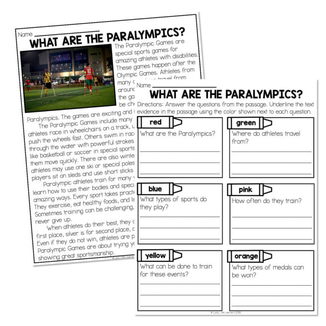 Reading Passage - What are the Paralympics - Lucky Little Learners