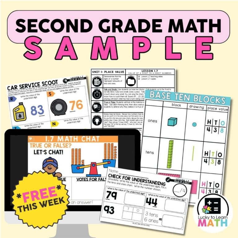 Sample 2nd Grade Math Lesson - Value of a Digit - Lucky Little Learners