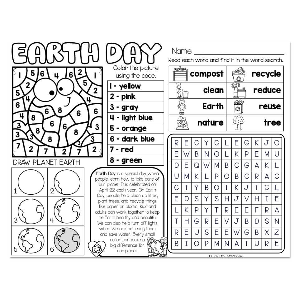 Earth Day Placemat - Lucky Little Learners
