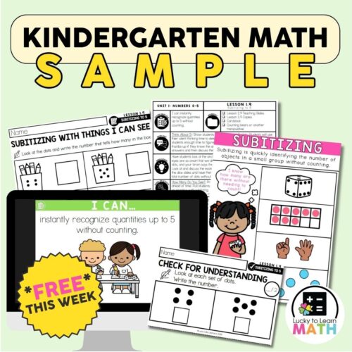 Sample Kindergarten Math Lesson - Subitizing to 5 - Lucky Little Learners