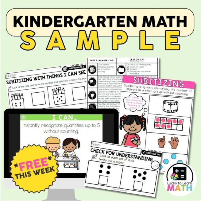 Sample Kindergarten Math Lesson - Subitizing to 5 - Lucky Little Learners