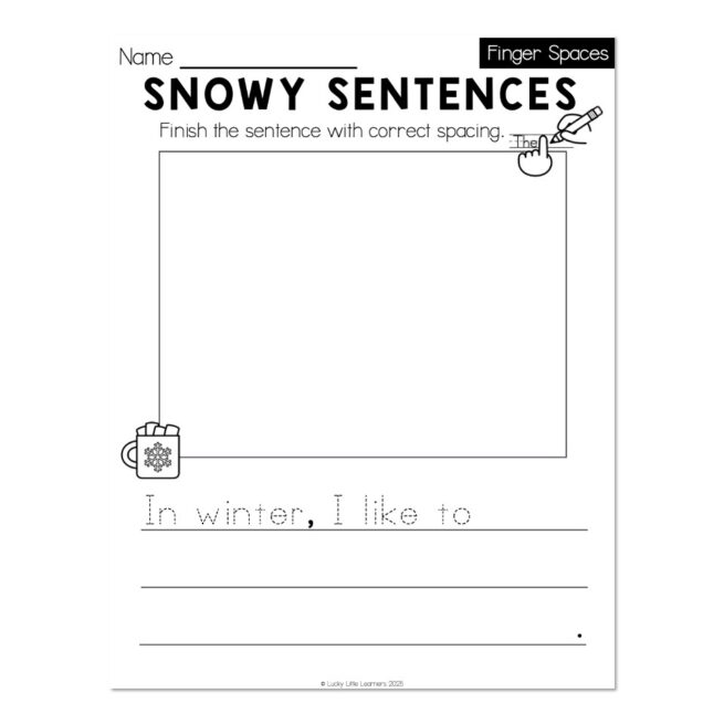 Kindergarten Monthly Worksheets – January Sentence Work - Snowy ...