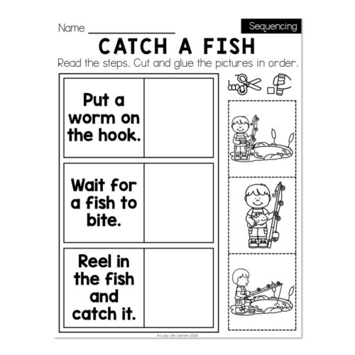 Kindergarten Monthly Worksheets - Sequencing - May - Catch a Fish ...