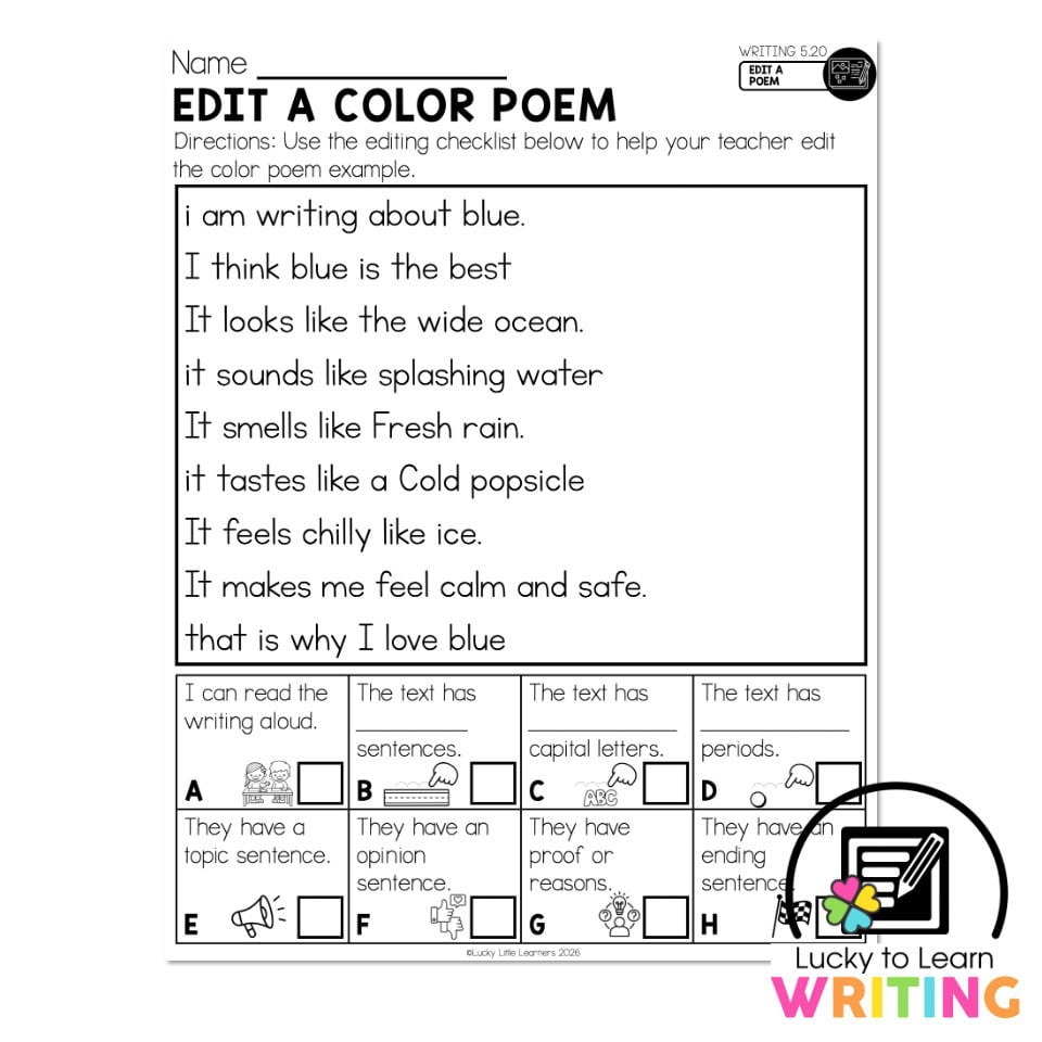 Lucky to Learn Writing 1st Grade - Unit 5 Research and Review - Writing ...