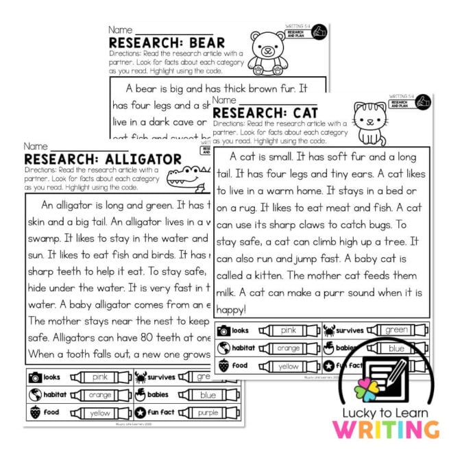 Lucky to Learn Writing 1st Grade - Unit 5 Research and Review - Writing ...