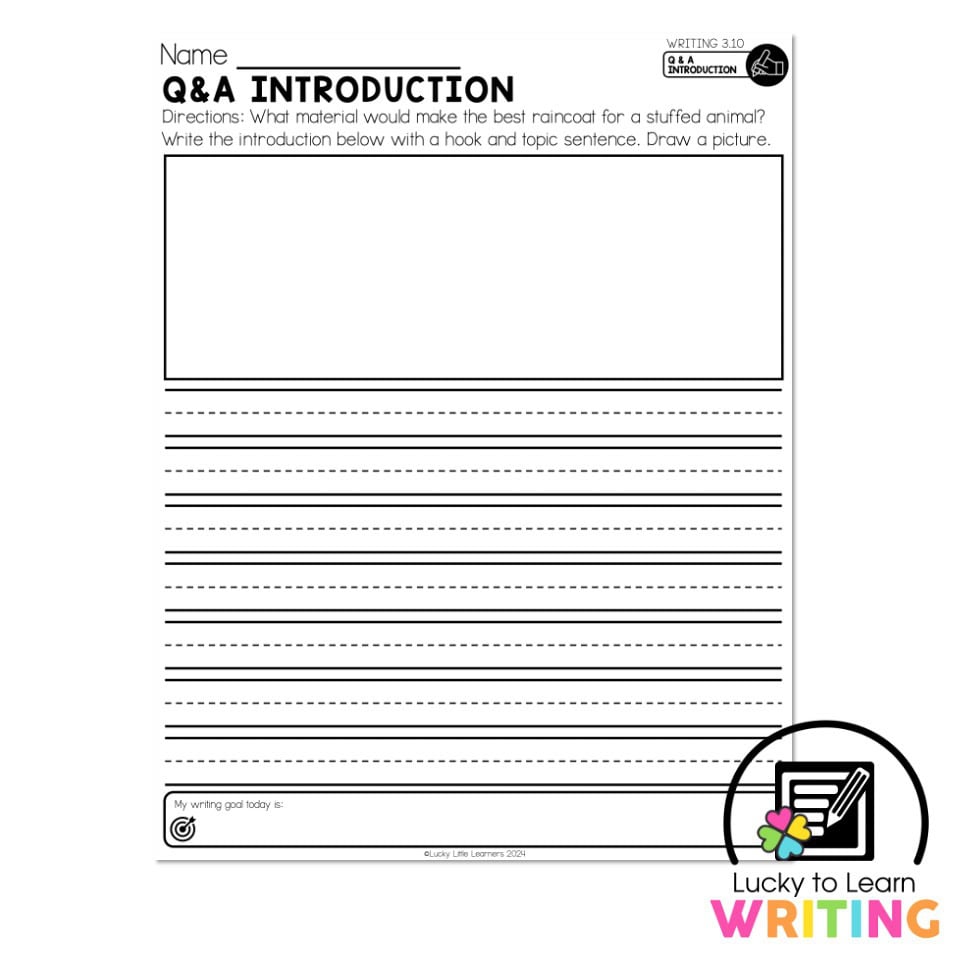 Lucky to Learn Writing - Unit 3 Informational - Writing 3.10 - Question ...