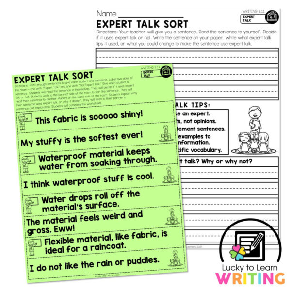 Lucky to Learn Writing - Unit 3 Informational - Writing 3.11 - Question ...