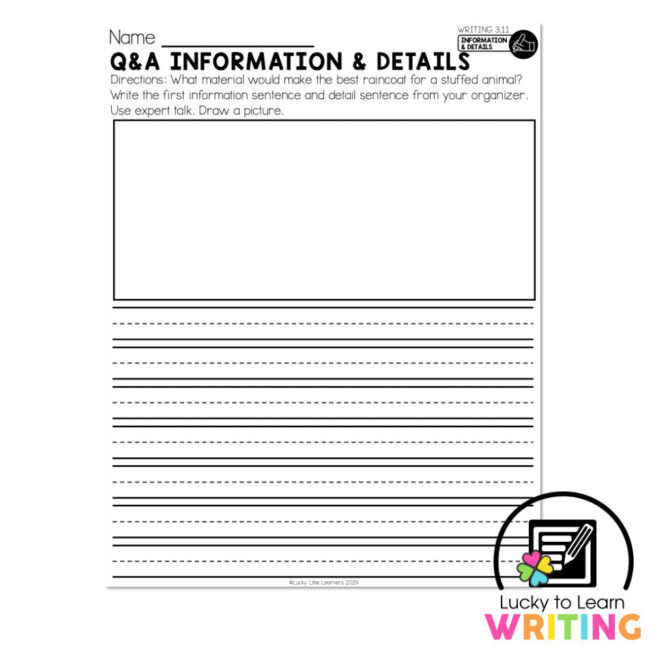 Lucky to Learn Writing - Unit 3 Informational - Writing 3.11 - Question ...