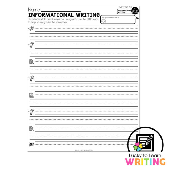 Lucky to Learn Writing - Unit 3 Informational - Writing 3.5 - Details ...
