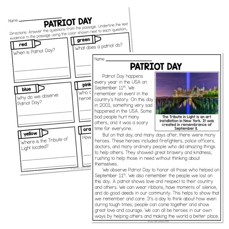 Patriot Day - September 11 - Nonfiction Reading Passage and Questions ...