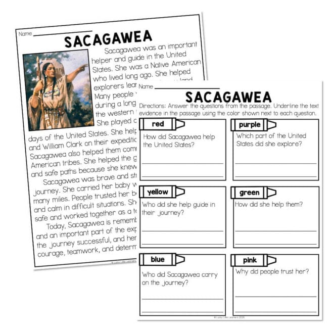 Reading Passage - Sacagawea - Lucky Little Learners
