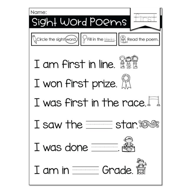 Sight Word Poems - First - Lucky Little Learners