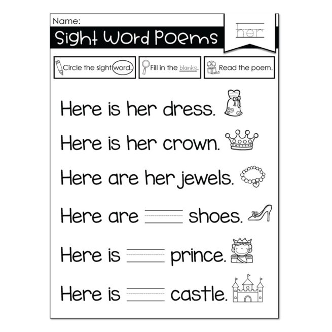 Sight Word Poems - Her - Lucky Little Learners