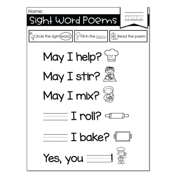 Sight Word Poems - May - Lucky Little Learners