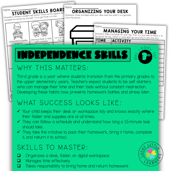 Get Ready for 3rd Grade Pack - Lucky Little Learners
