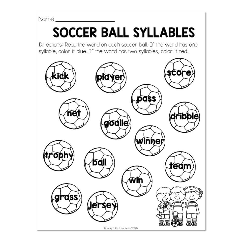 World Cup - Reading - Soccer Syllables - Lucky Little Learners