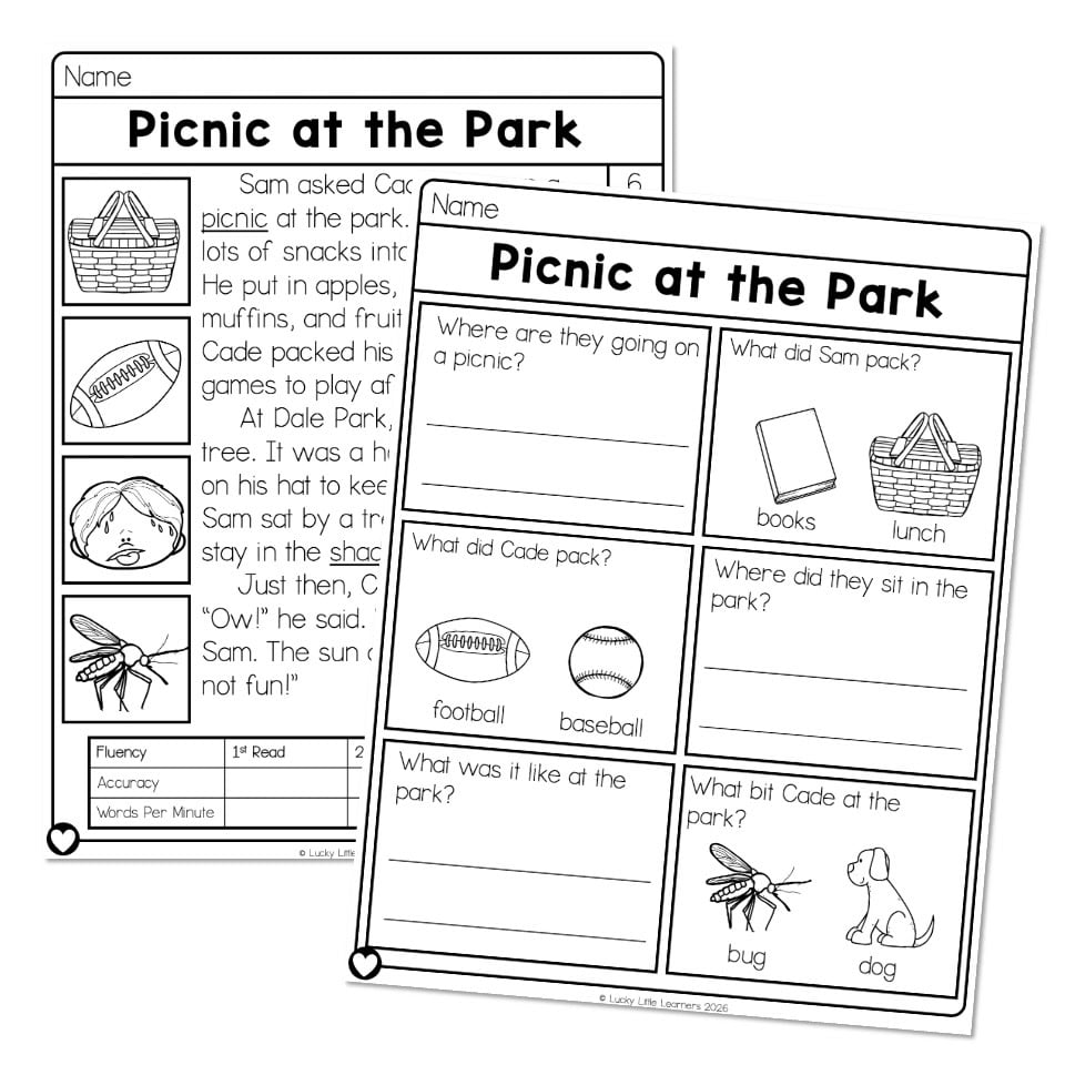 1st Grade Reading Fluency Passages and Questions - May - Fiction ...