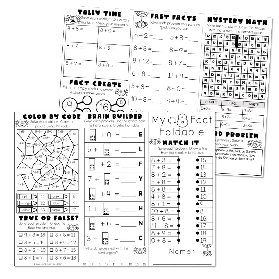 Addition Fact Fluency Brochure – Fact Foldable – Addition 8 - Lucky ...