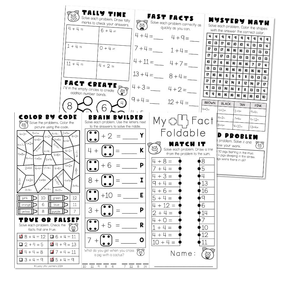 Addition Fact Fluency Brochure - Fact Foldable - Addition 4 - Lucky ...