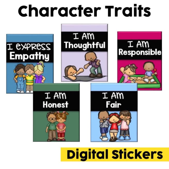 Brag Tags Character Traits - Digital Stickers - Lucky Little Learners