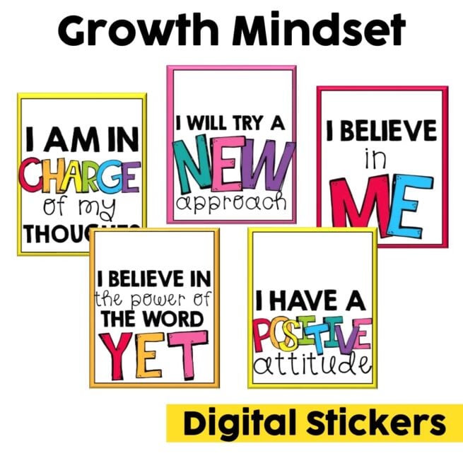 Brag Tags Growth Mindset - Digital Stickers - Lucky Little Learners