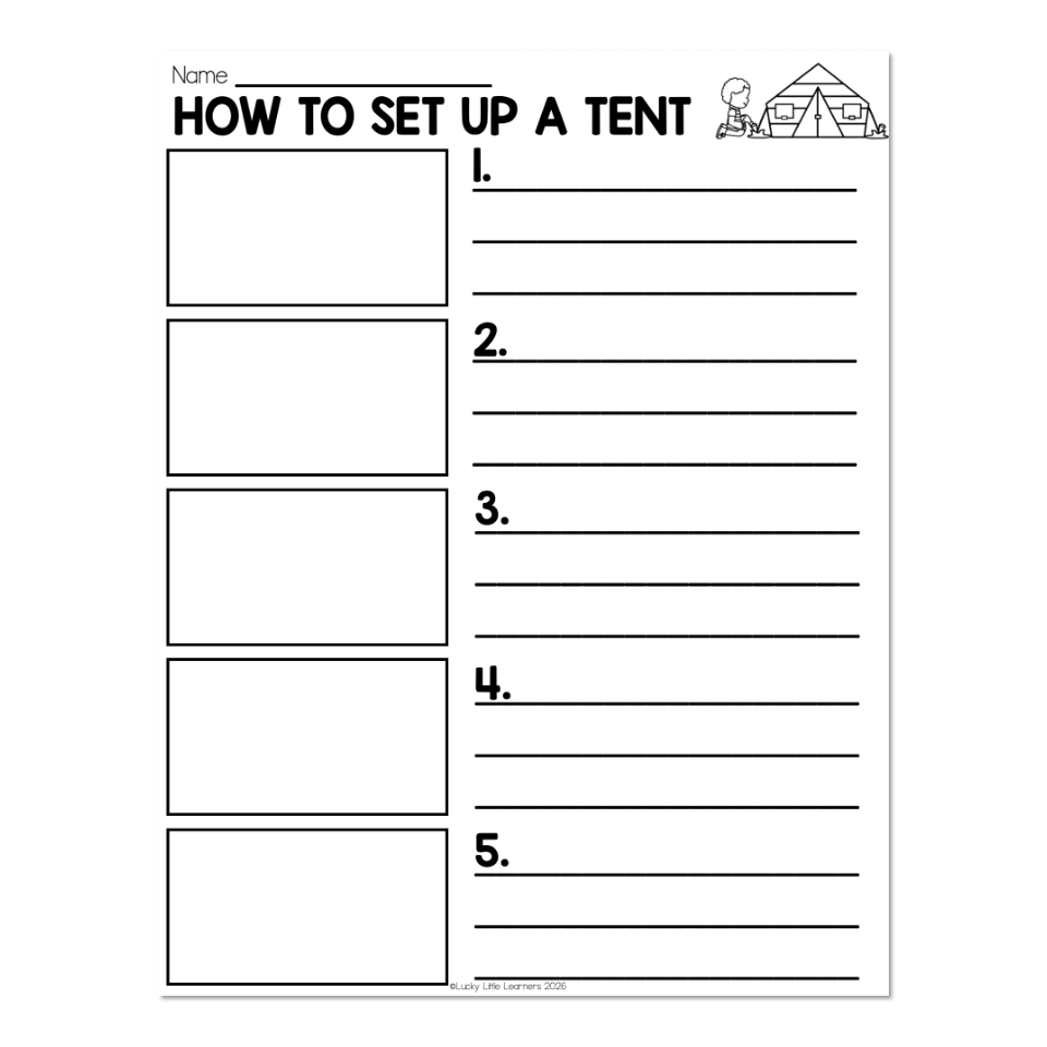 Camp Read a Lot - Writing Prompt - How to Set Up a Tent - Lucky Little ...