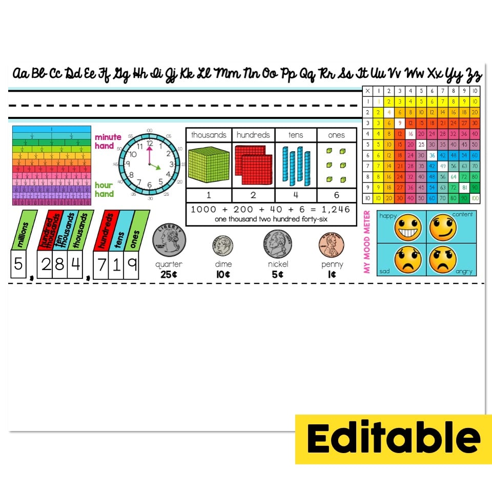 Classroom Setup – Desk Name Plates – Larger Size Version 6 - Editable ...