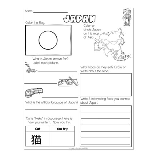 Country Study - Japan - Information Sheet - Lucky Little Learners