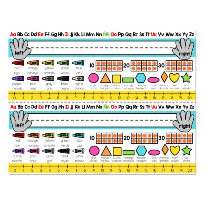 Desk Plate - Bilingual - Spanish and English - Lucky Little Learners