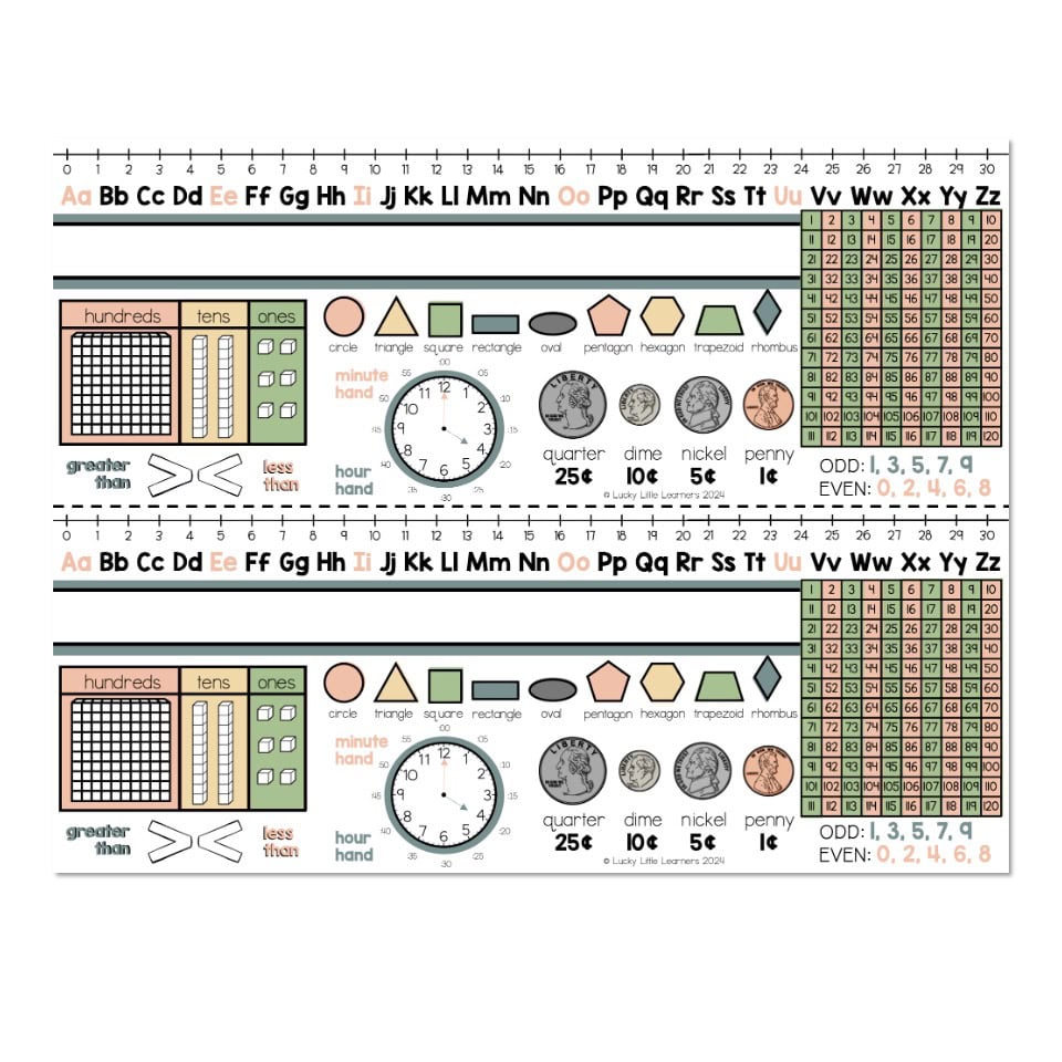 Desk Plates Muted Tones - Version 3 - Alternating colors on 120 chart ...