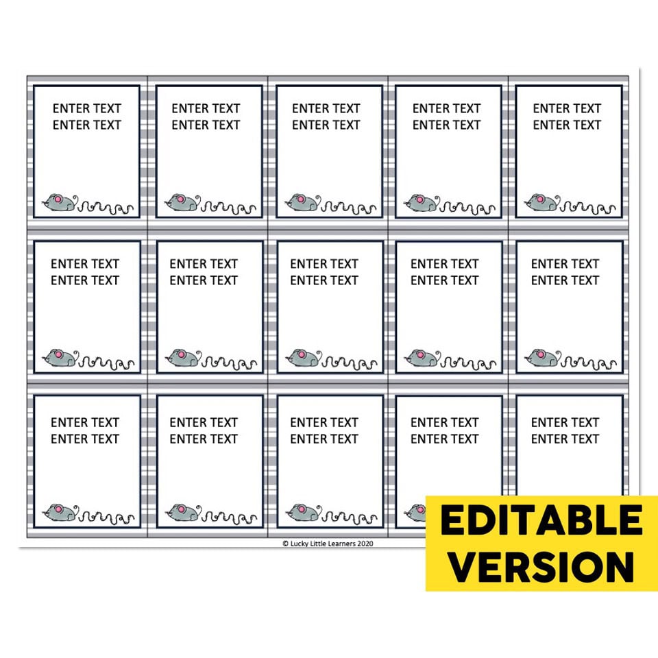 Editable - Brag Tags - Set 2 - Quiet as a Mouse - Lucky Little Learners