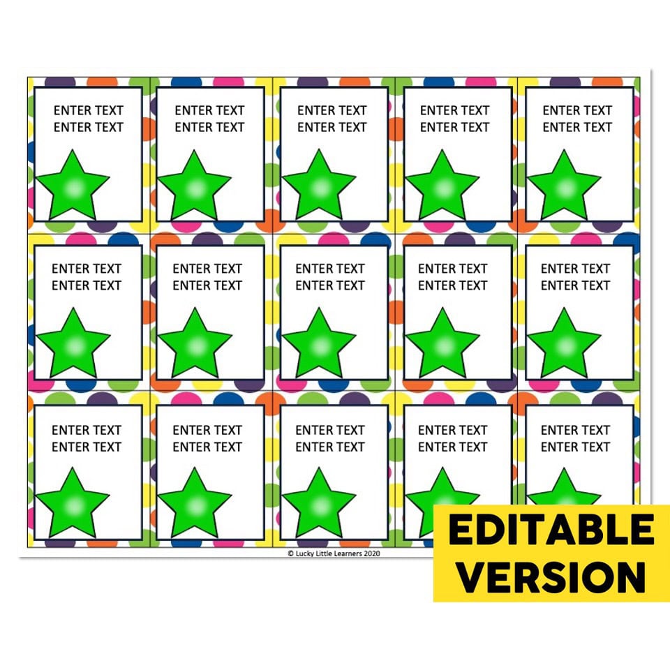 Editable - Brag Tags - Set 2 - Star Student - Lucky Little Learners
