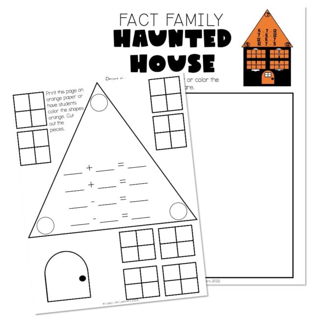 Fact Family Haunted House Template - Math Craft - Lucky Little Learners
