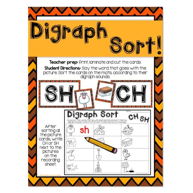 Fall Centers - Literacy - Digraph Sort - Lucky Little Learners