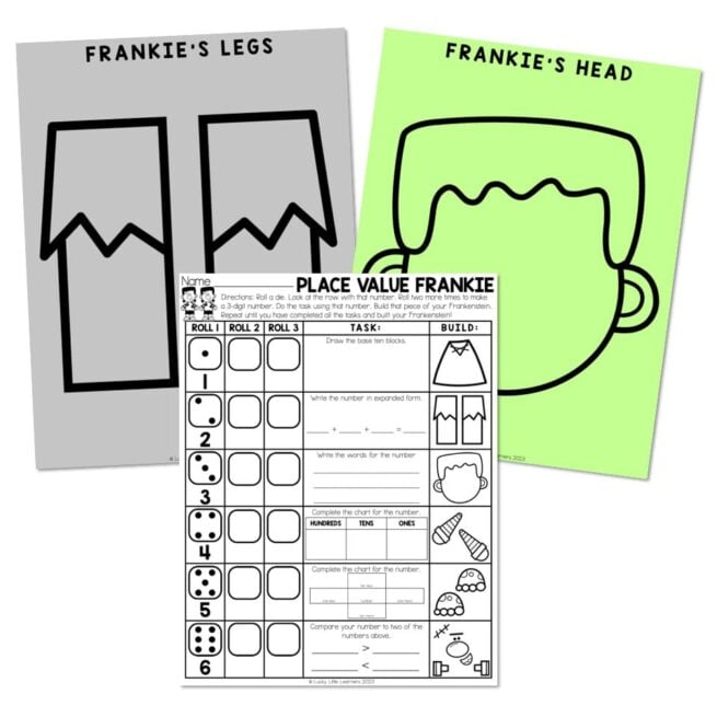 Fall Pack - Math Craft - Place Value Frankie - Build a Frankenstein ...
