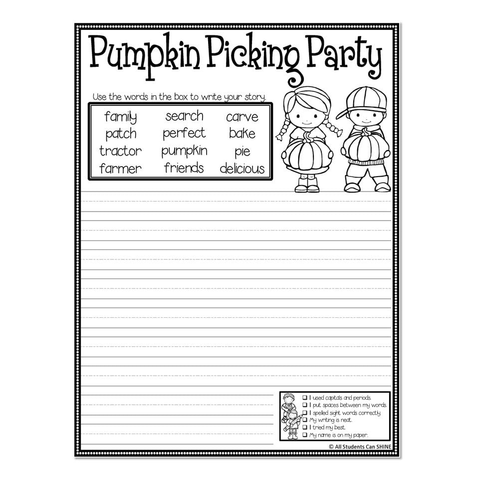 Fall Writing with Vocabulary - Pumpkin Picking Party - Lucky Little ...