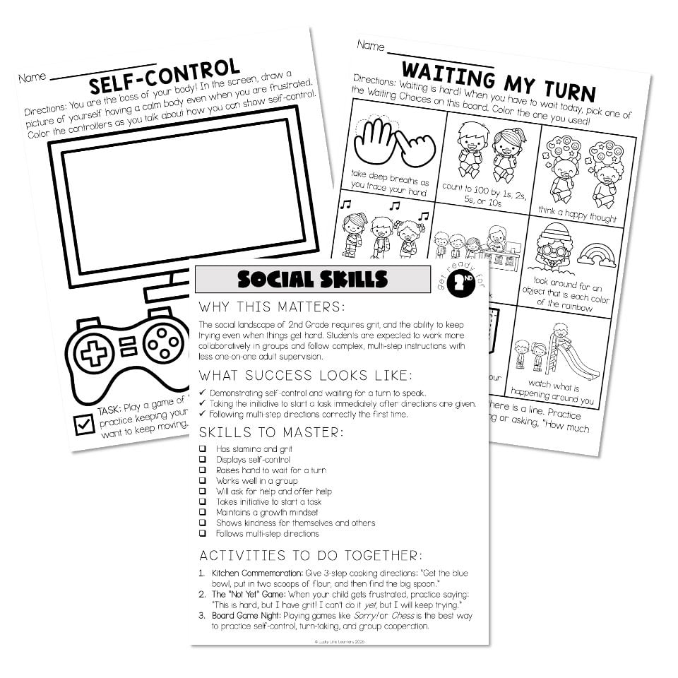 Getting Ready for 2nd Grade Pack - Social Skills - Lucky Little Learners